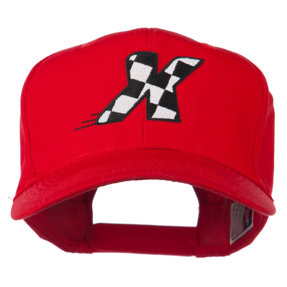 Checkered Flag Alphabet Embroidered Red High Profile Cap - X OSFM ...