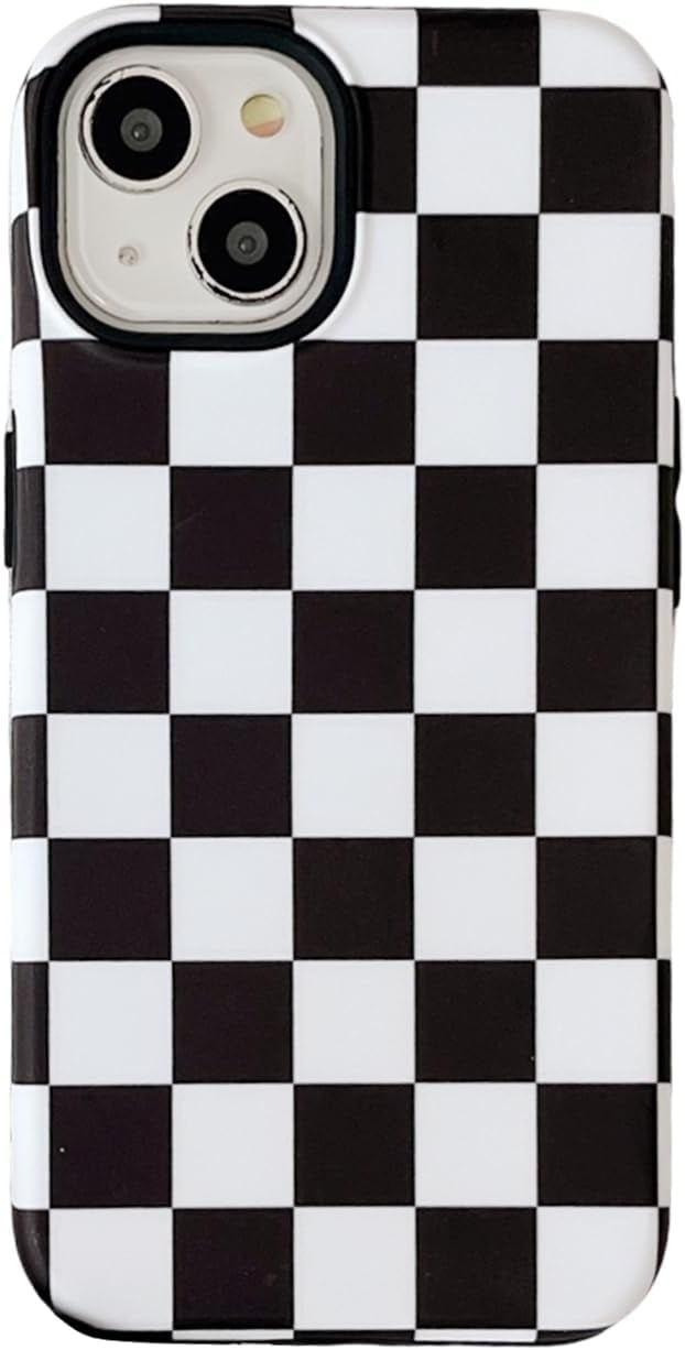 Checkered Flag Black White 2 in 1 Phone Case Compatible with iPhone 15 ...