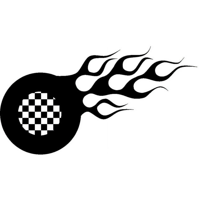 Checkered Flag Flame Decal Sticker | 7.5-Inches By 4-Inches | Black ...