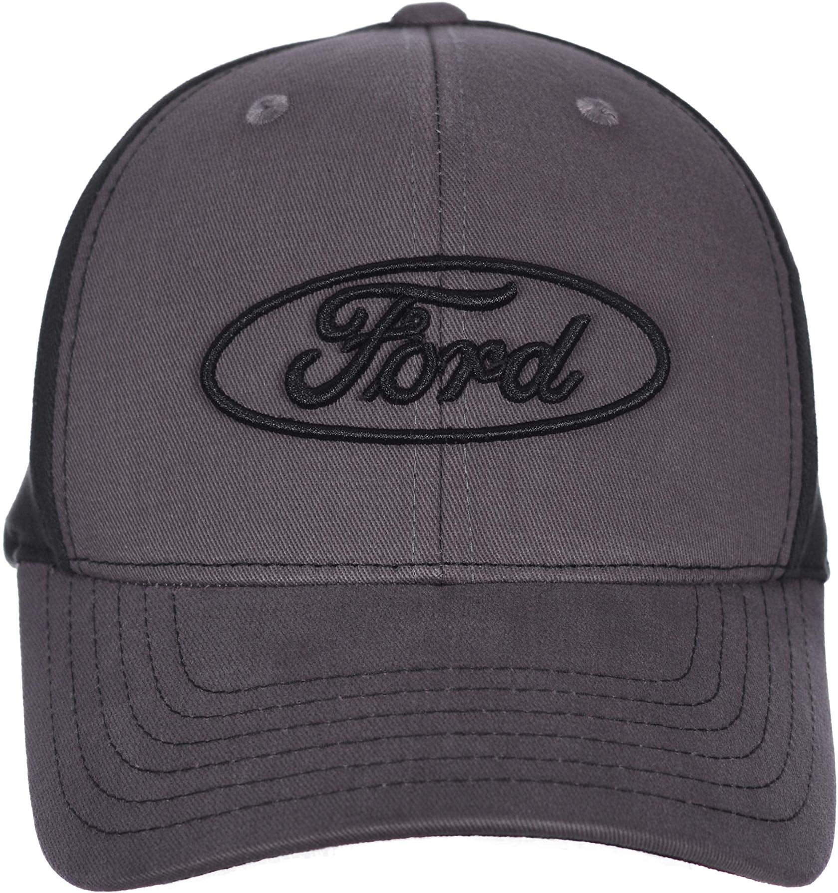Checkered Flag Mens Ford Logo Adjustable Charcoal Gray & Black Fabric ...