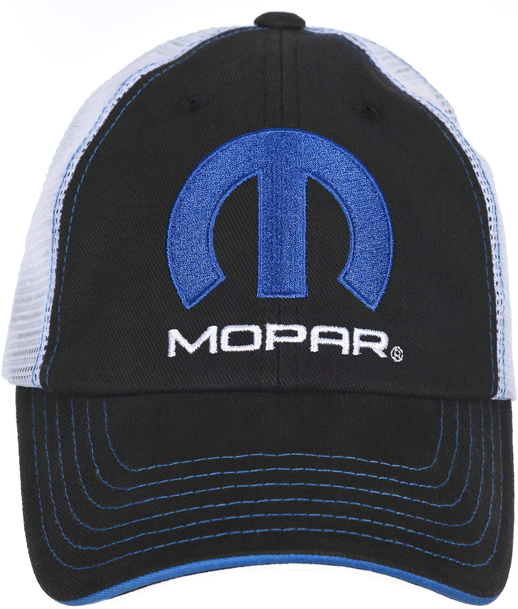 Checkered Flag Mens MOPAR Logo Adjustable Black & White Mesh Back ...