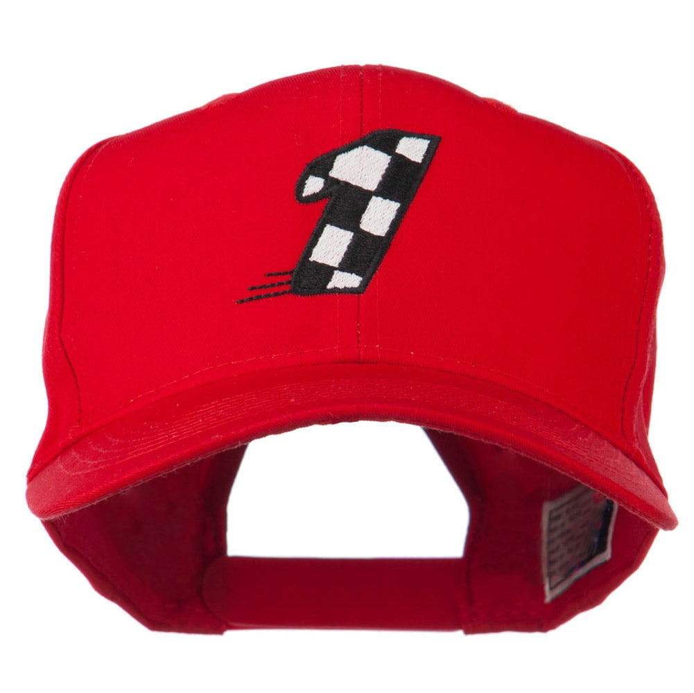Checkered Flag Numbers Embroidered Red High Profile Cap - 1 OSFM ...