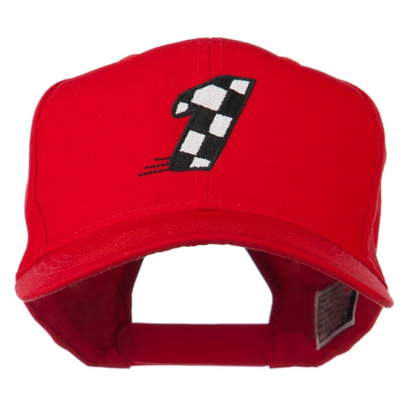 Checkered Flag Numbers Embroidered Red High Profile Cap - 1 OSFM ...