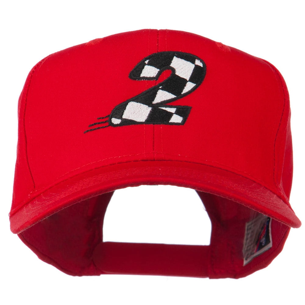 Checkered Flag Numbers Embroidered Red High Profile Cap - 2 OSFM ...