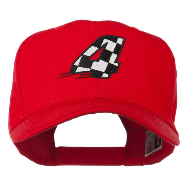 Checkered Flag Numbers Embroidered Red High Profile Cap - 4 OSFM ...