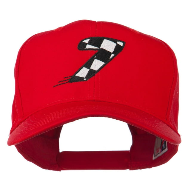 Checkered Flag Numbers Embroidered Red High Profile Cap - 7 OSFM ...