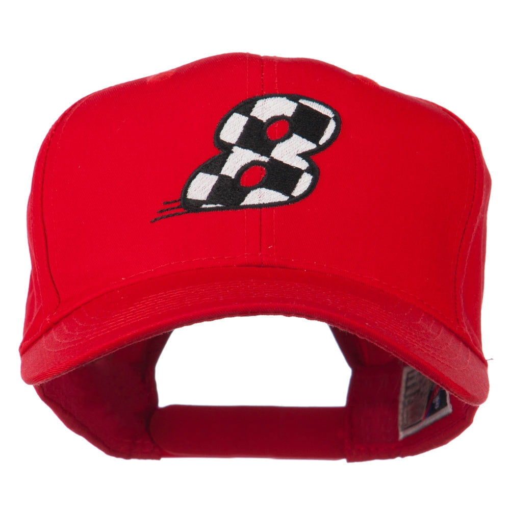 Checkered Flag Numbers Embroidered Red High Profile Cap - 8 OSFM ...
