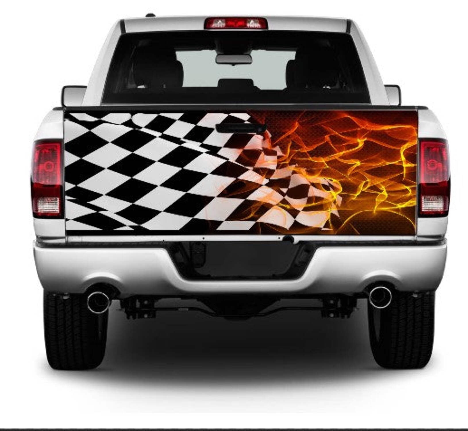 Checkered Flag On Fire Wrap Vinyl Graphic Decal Sticker - Walmart.com