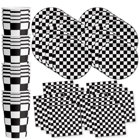 Race Car Theme Party Supplies - Checkered Flag Decor | Includes Plates ...