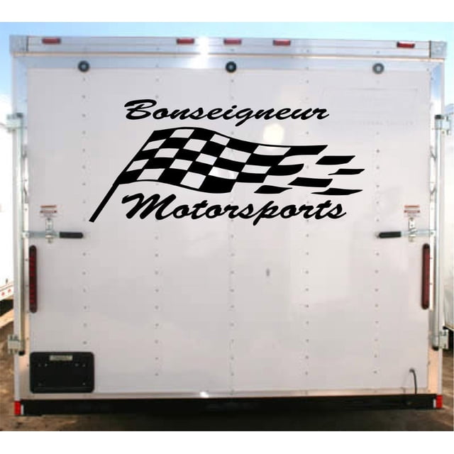 Checkered Flag Racing Trailer Decal Vinyl Decal Custom Text Trailer ...