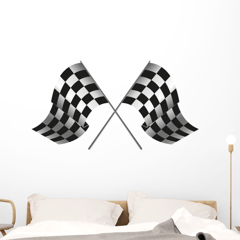 Checkered Flag Racing Wall Mural Decal Sticker, Wallmonkeys Peel ...