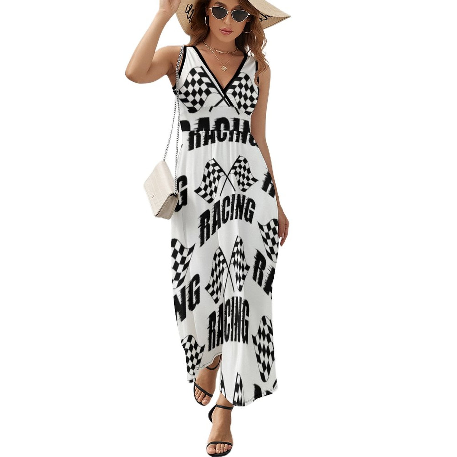 Checkered Flag Sleeveless Dress evening dresses ladies prom clothes ...