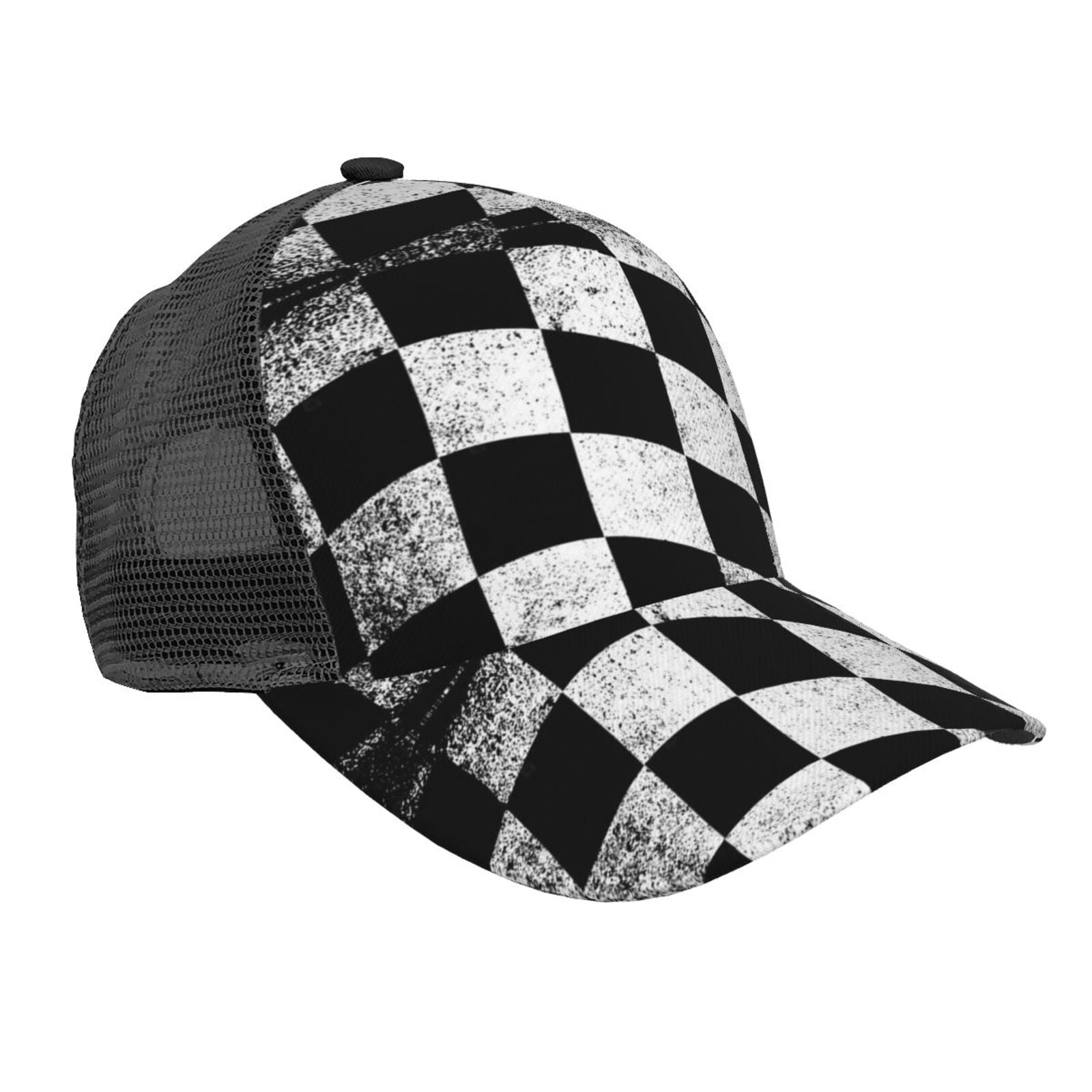 Checkered Flag Snapback Trucker Hats Baseball Caps Adjustable Mesh Back ...