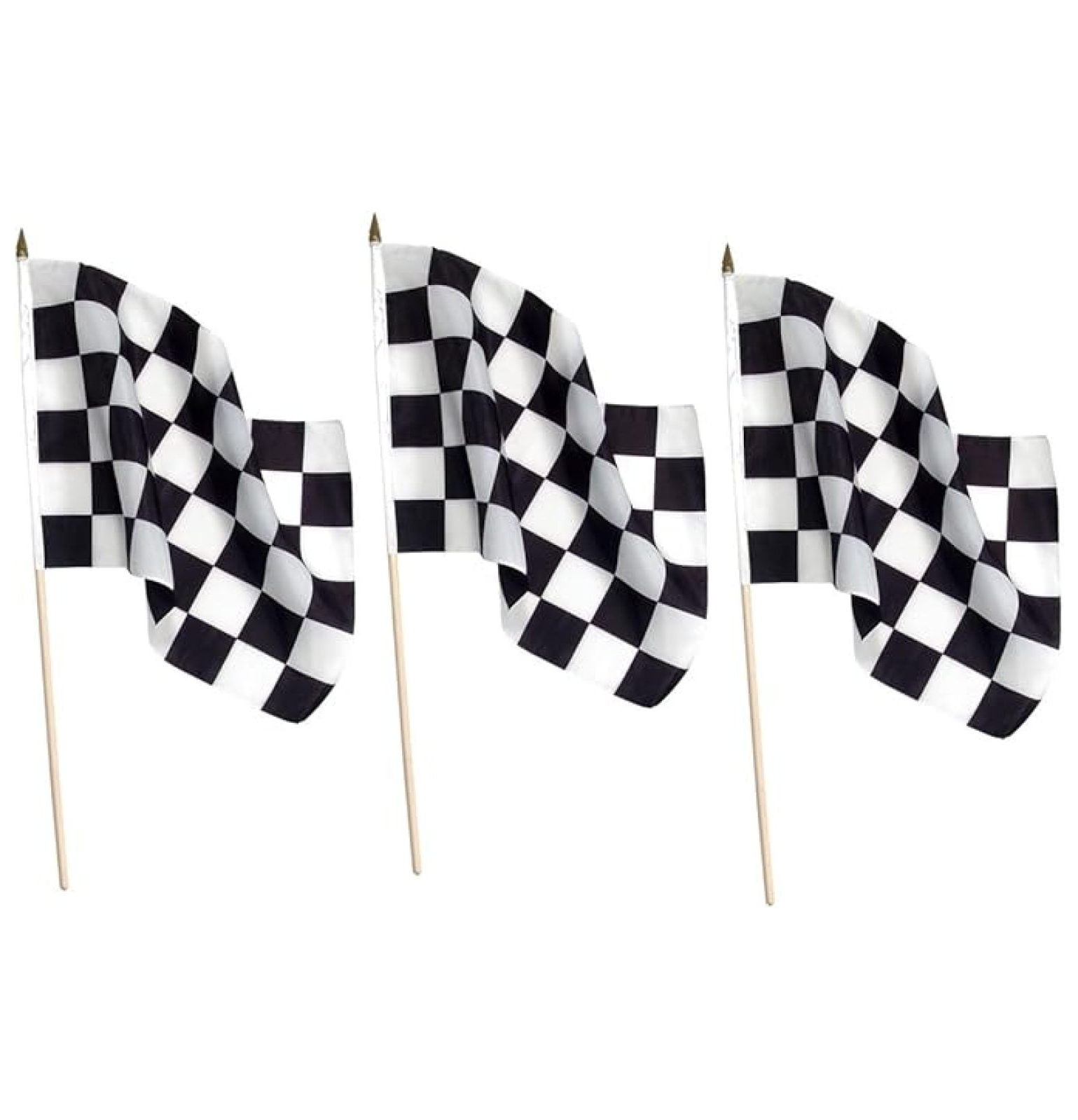 Checkered Flags 12x18 Inch (3 Pack) - Wood Stick Flags 12"x18 ...