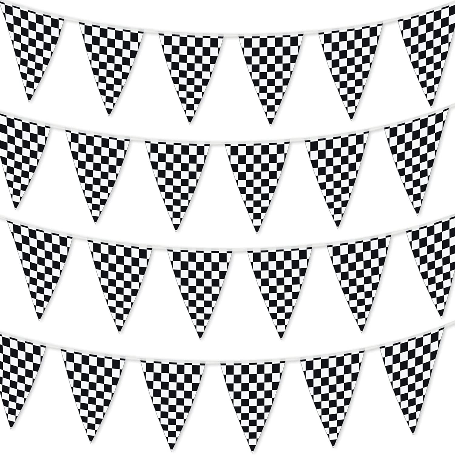 Checkered Flags Black and White 100’ FT Pennant Racing Banner | NASCAR ...