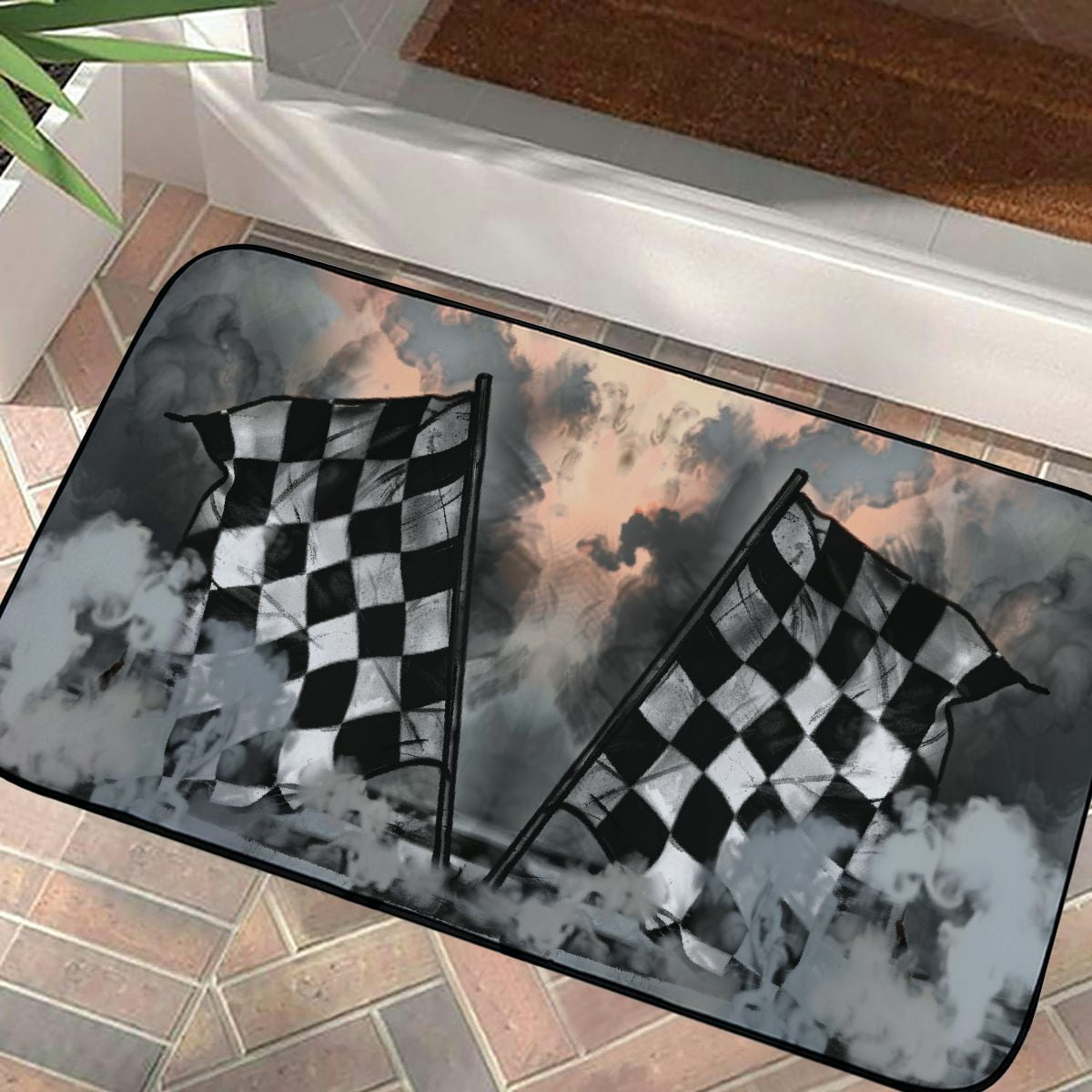 Checkered Flags Race Car Flag Indoor Doormat, Door Entrance Rug ...