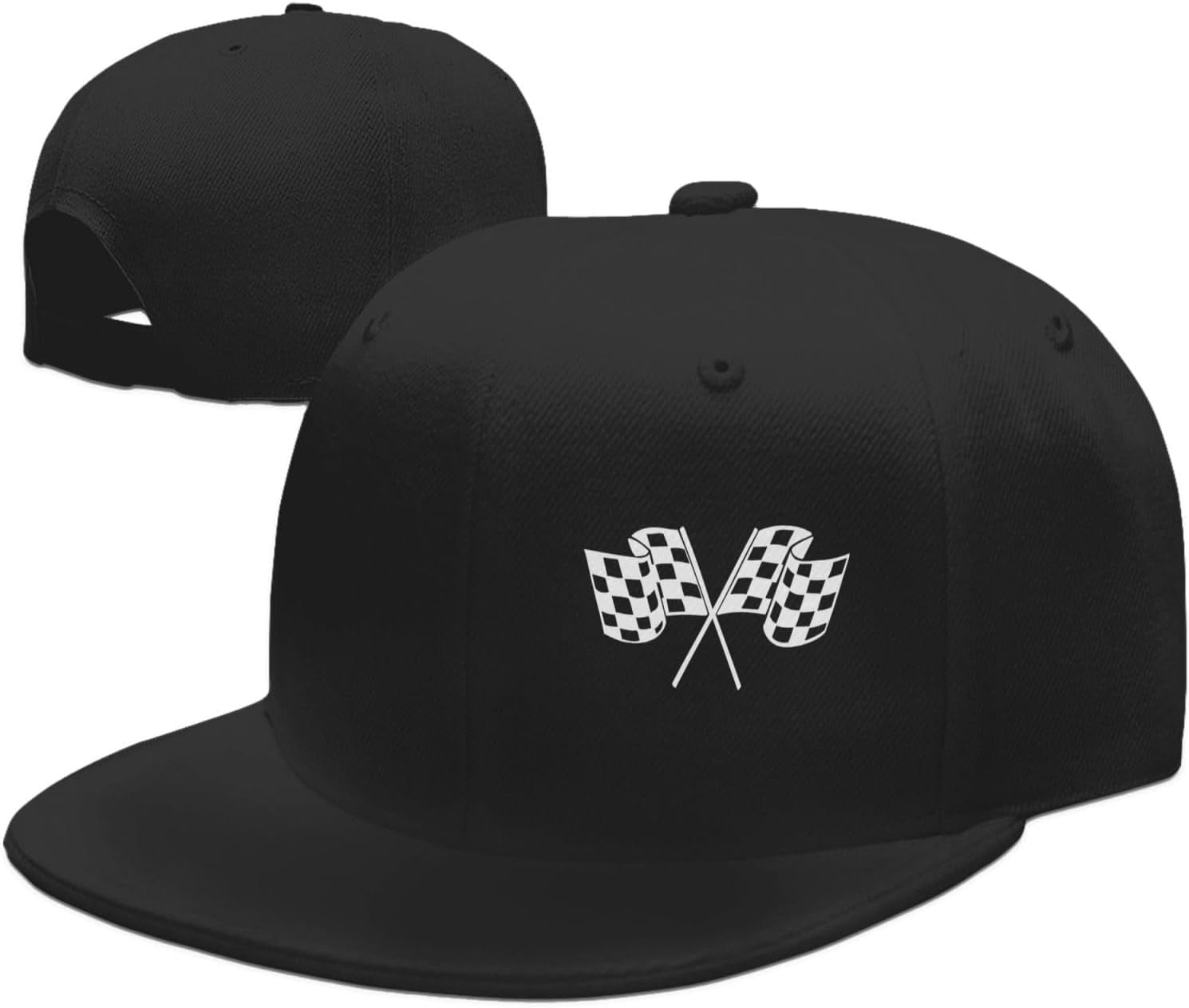Checkered Flags Race Car Hats for Men Black Hat Flat Bill Mens Trucker ...