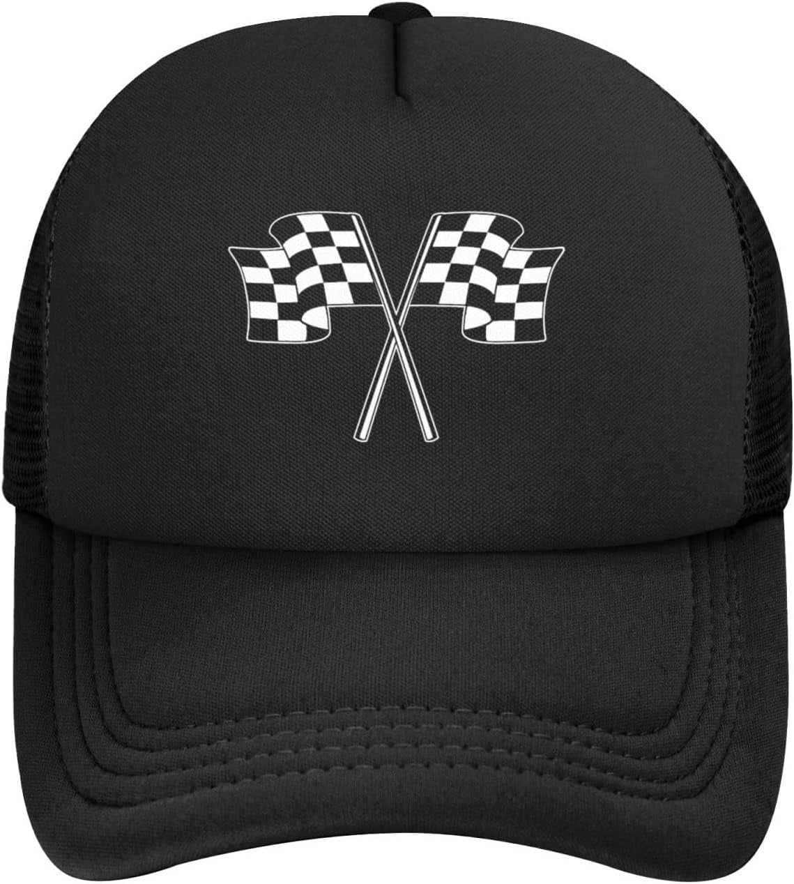 Checkered Flags Race Car Mesh Hats Foam Trucker Hat Snapback Adjustable ...