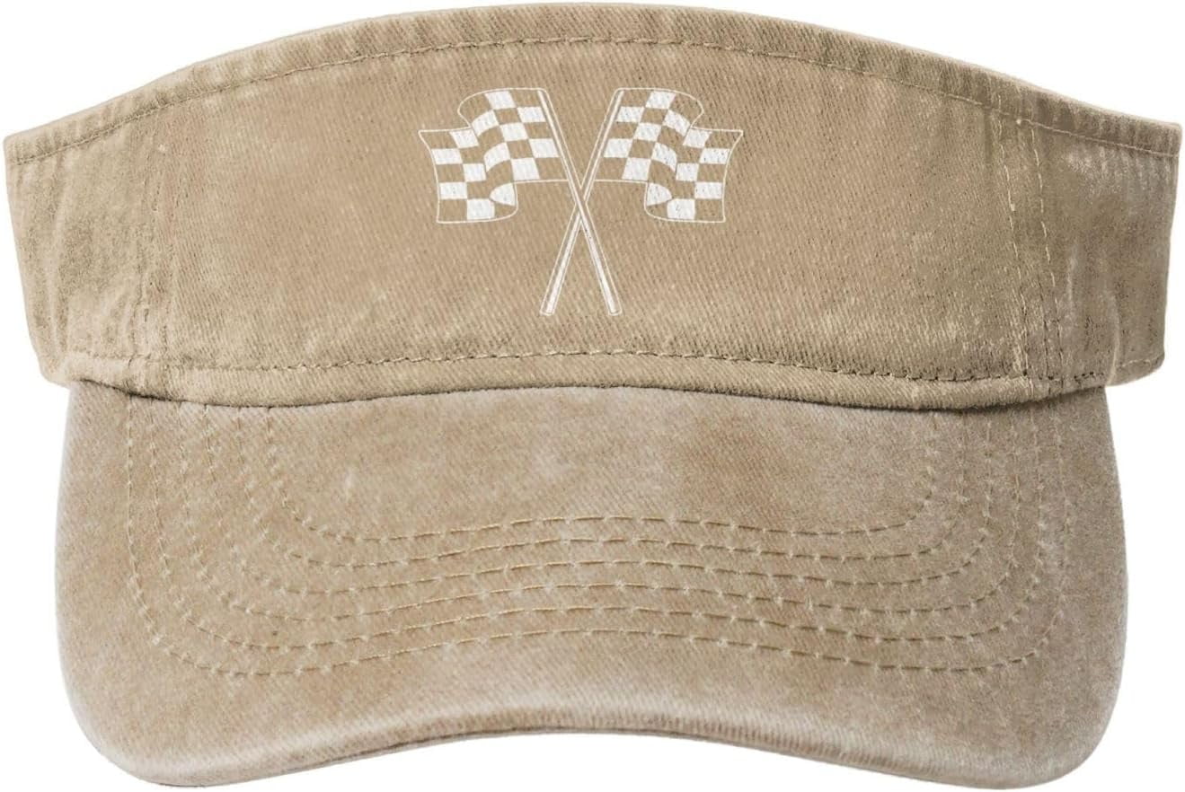 Checkered Flags Race Car Sport Sun Visor Hats Cotton Empty Top Cap for ...