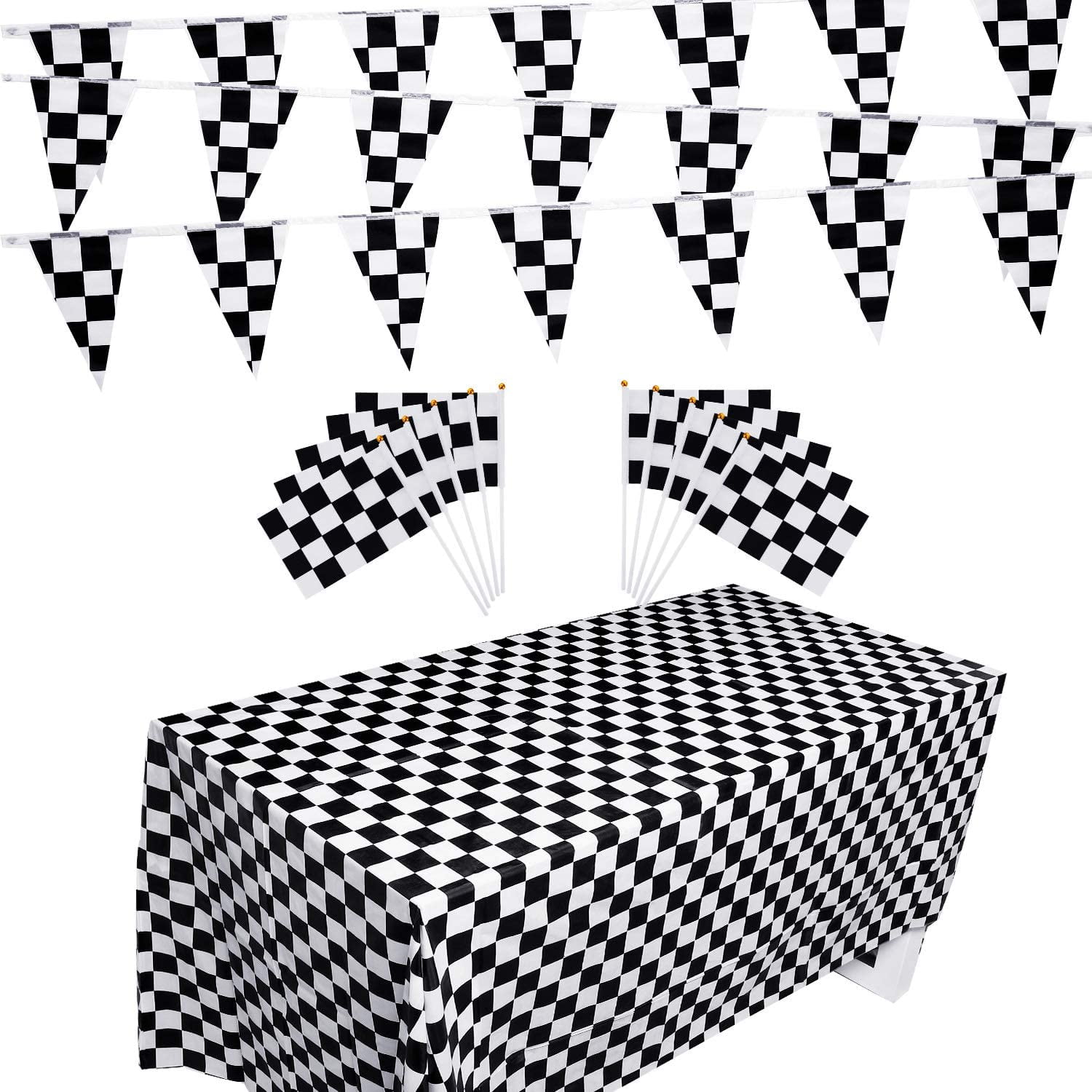 Checkered Flags Set, Race Car Flags Party Supplies Decorations Include ...