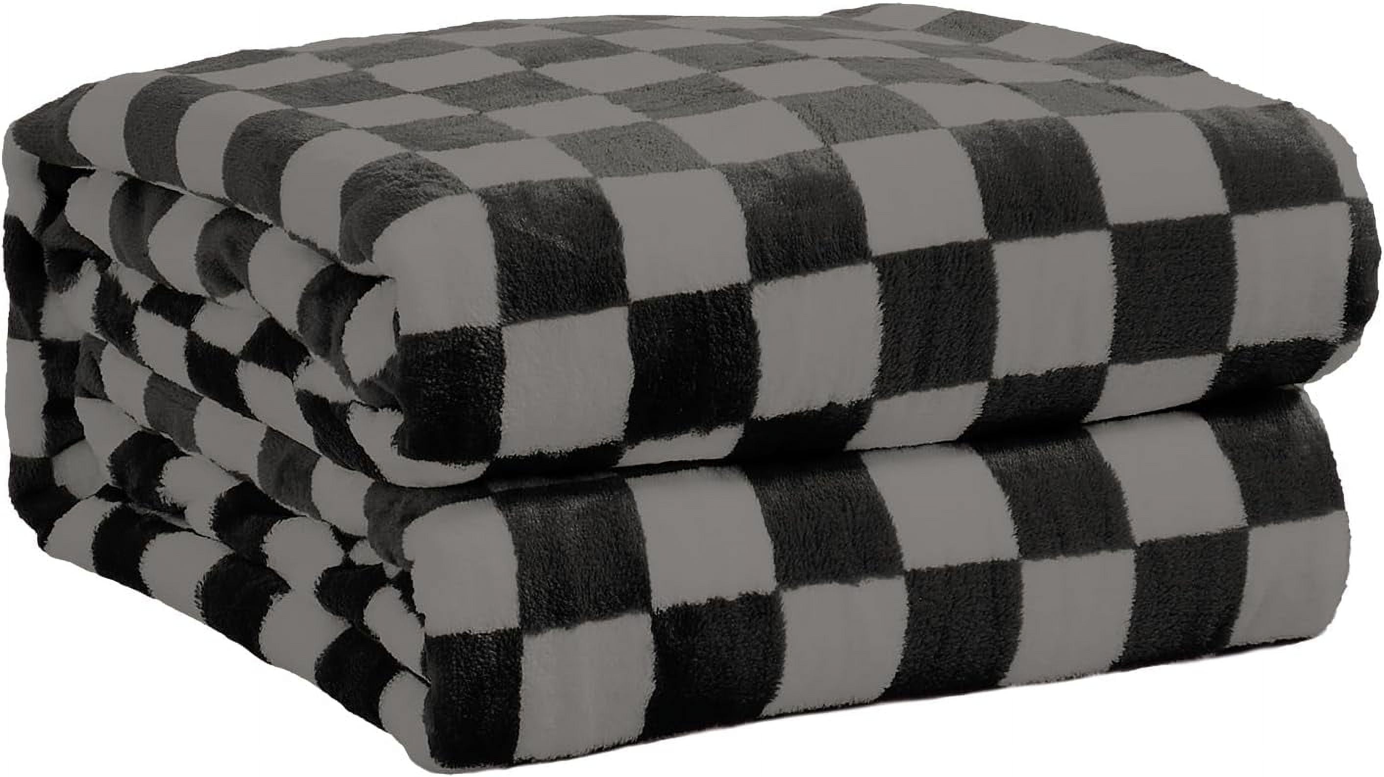 Checkered Flannel Fleece Throw Blanket Soft Cozy Checkerboard Grid ...