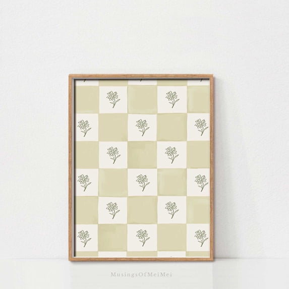 Checkered Flower Posterflower Wall Art Nursery Decor Trendy Retro ...