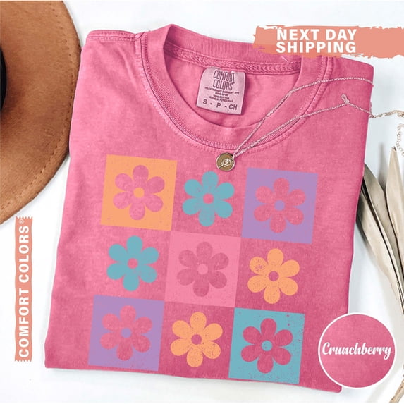 Checkered Flowers Shirt Retro Checkered Spring Shirts for Women Boho ...
