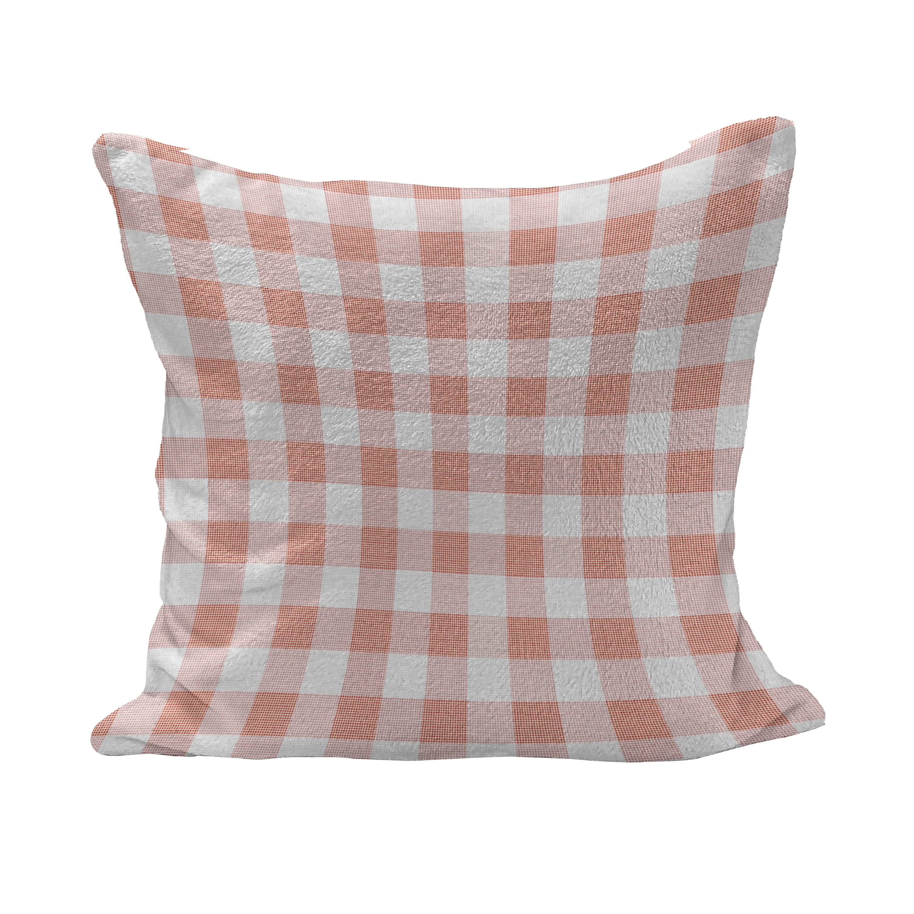 Checkered Fluffy Throw Pillow Cushion Cover, Picnic in Countryside ...