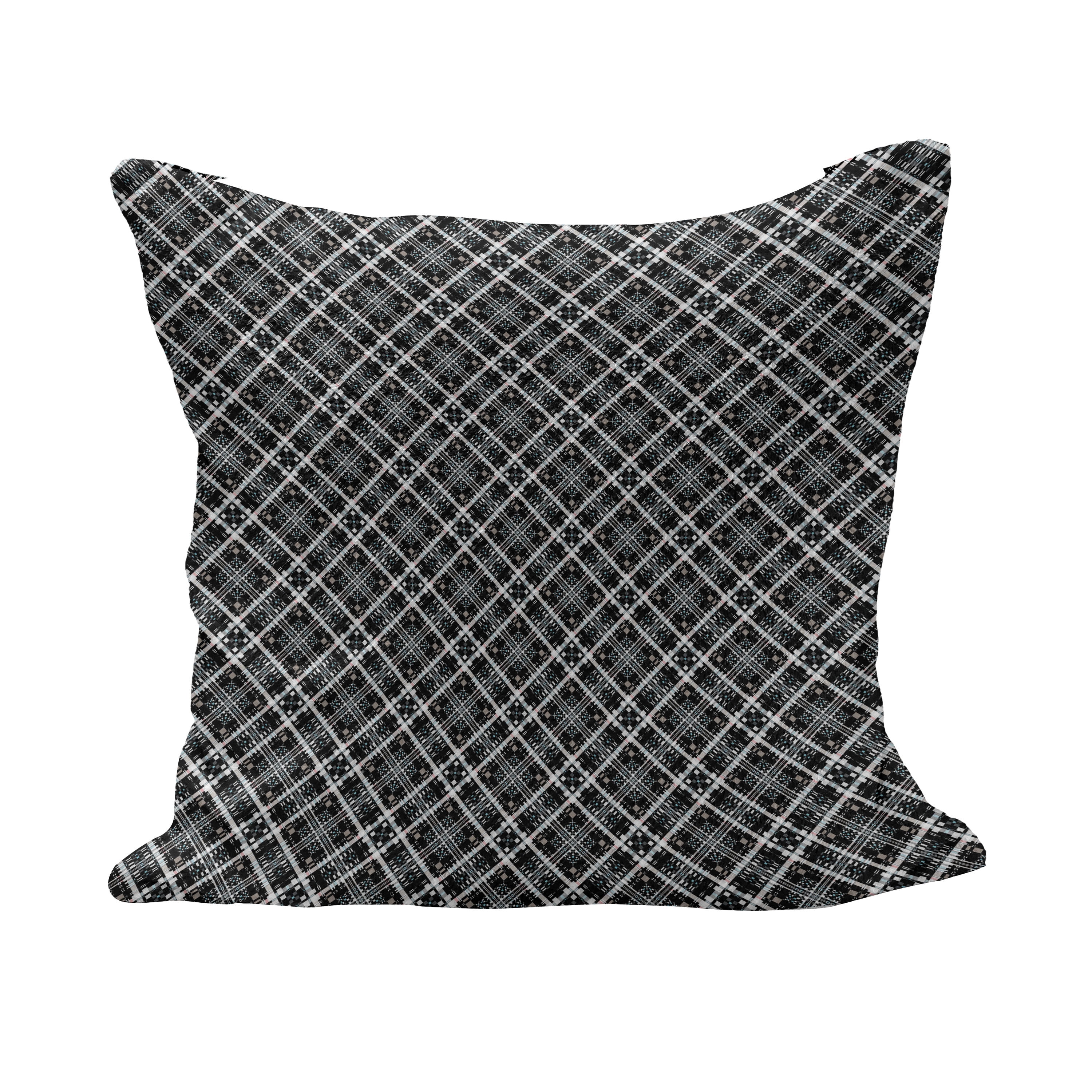 Checkered Fluffy Throw Pillow Cushion Cover, Traditional Pattern with ...