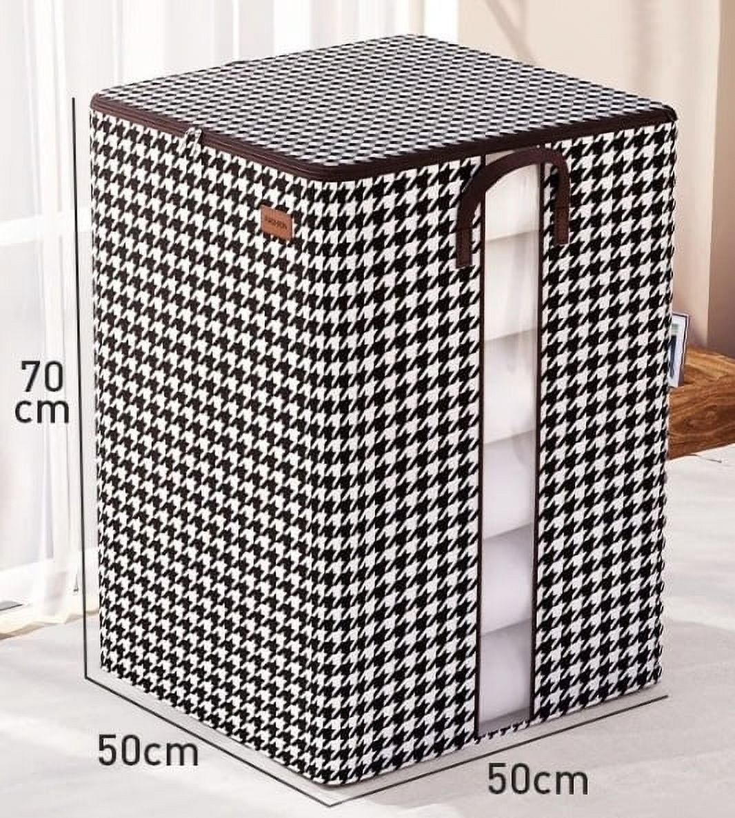 Checkered Foldable Linen 180ltr Capacity Storage Zipper Box with Lid ...