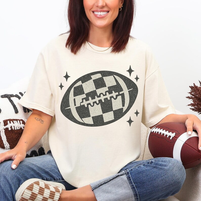 Checkered Football, Preppy Retro Football Sublimation Design, Trendy ...