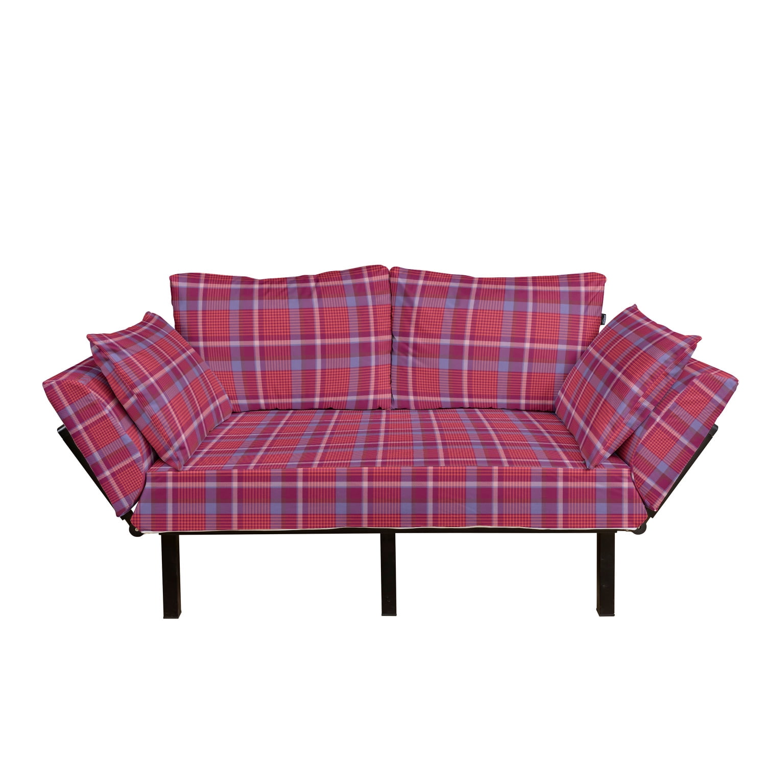 Checkered Futon Couch, Retro British Irish Cultural Pattern of Tartan ...