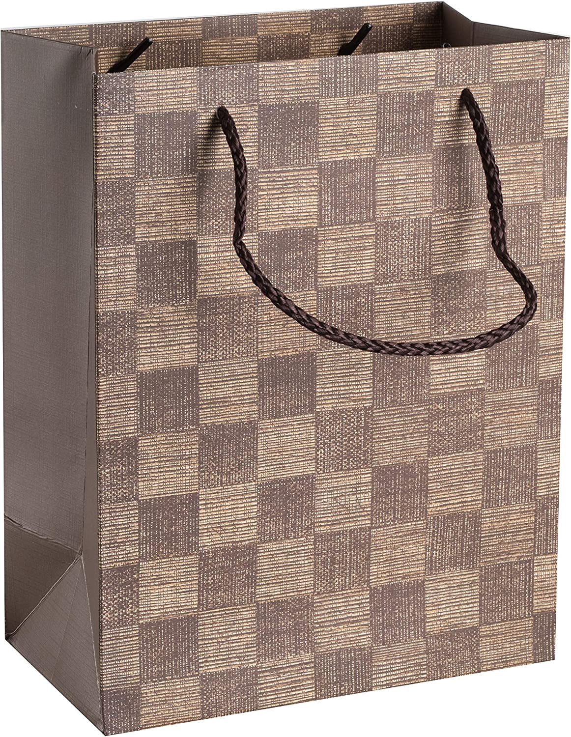 Checkered Gift Bags 9"X 7"X 4" Brown Set 24 - Walmart.com