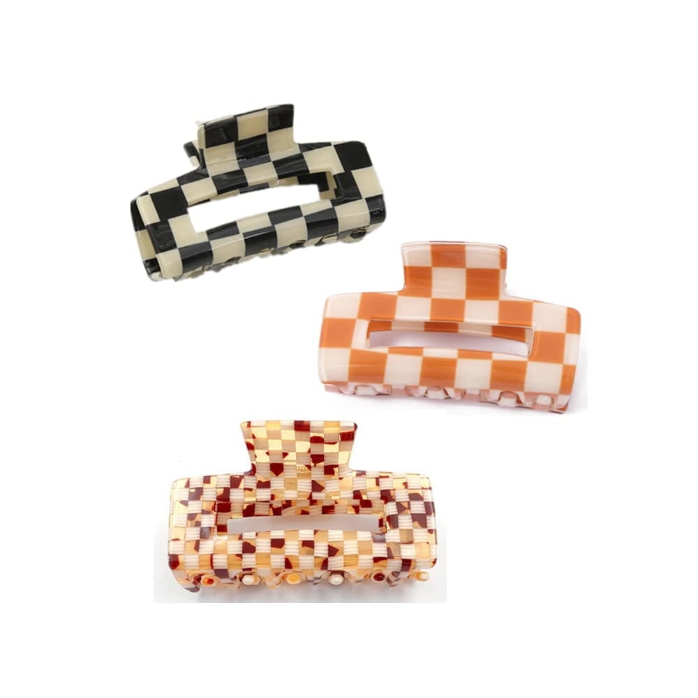 Checkered Hair Claws for Thick Hair Thin Hair,Medium Hair Clips Non ...
