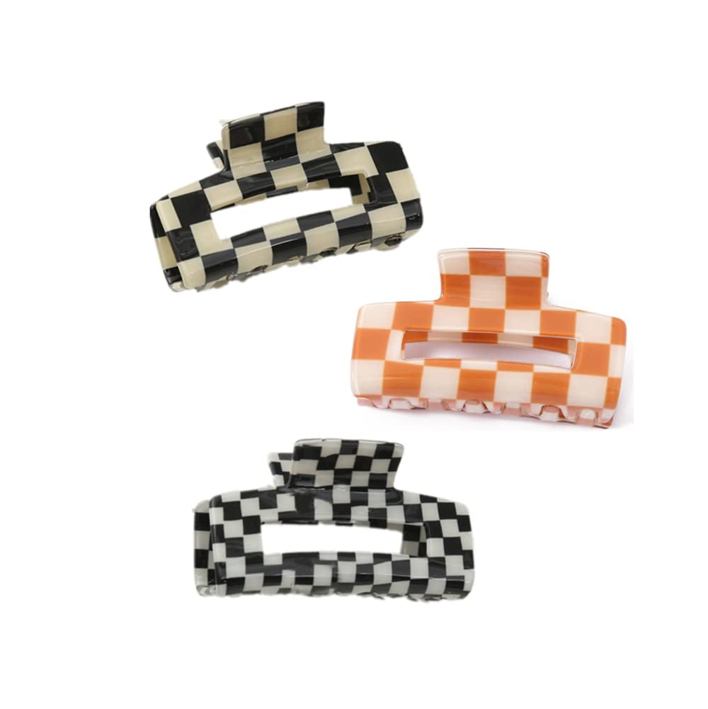 Checkered Hair Claws for Thick Hair Thin Hair,Medium Hair Clips Non ...