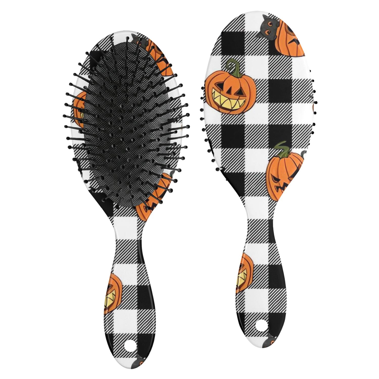 Checkered Halloween Pumpkin Pattern Hair Brush,Girls Detangling Hair ...
