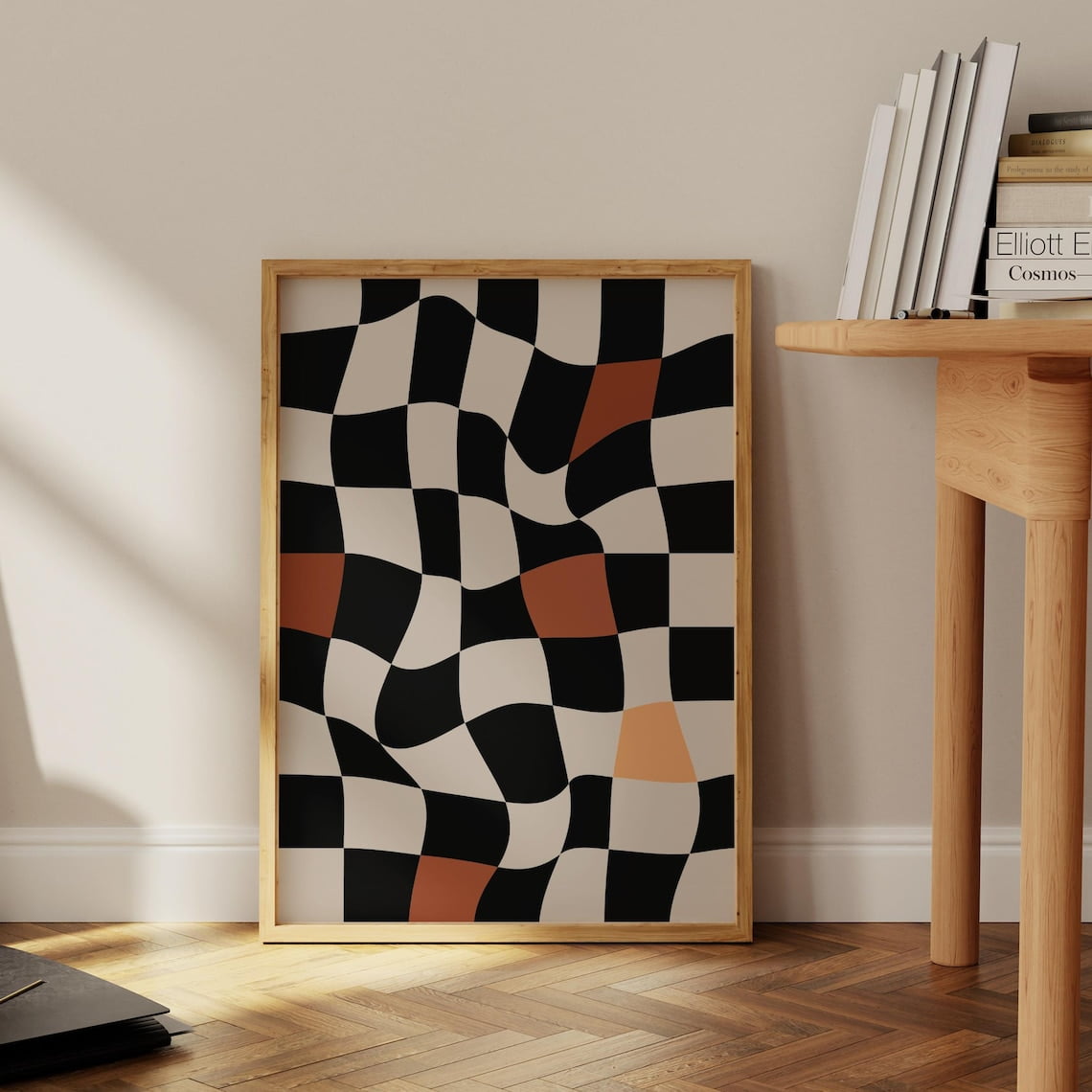Checkered Home Decor • Wavy Checkerboard Print • Abstract Geometric ...