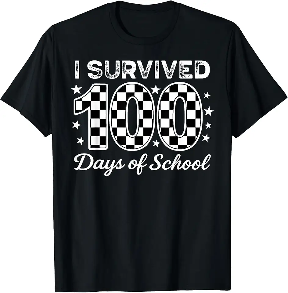 Checkered I Survived 100 Days of School Teachers Students T-Shirt ...