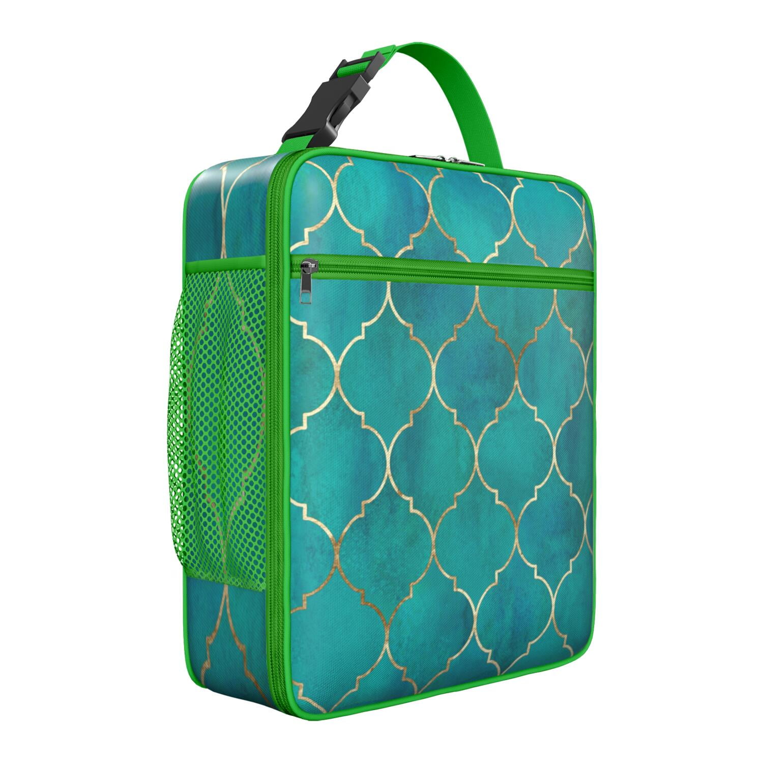 Checkered Insulated Lunch Box Women Reusable Lunch Tote Bag with Side ...