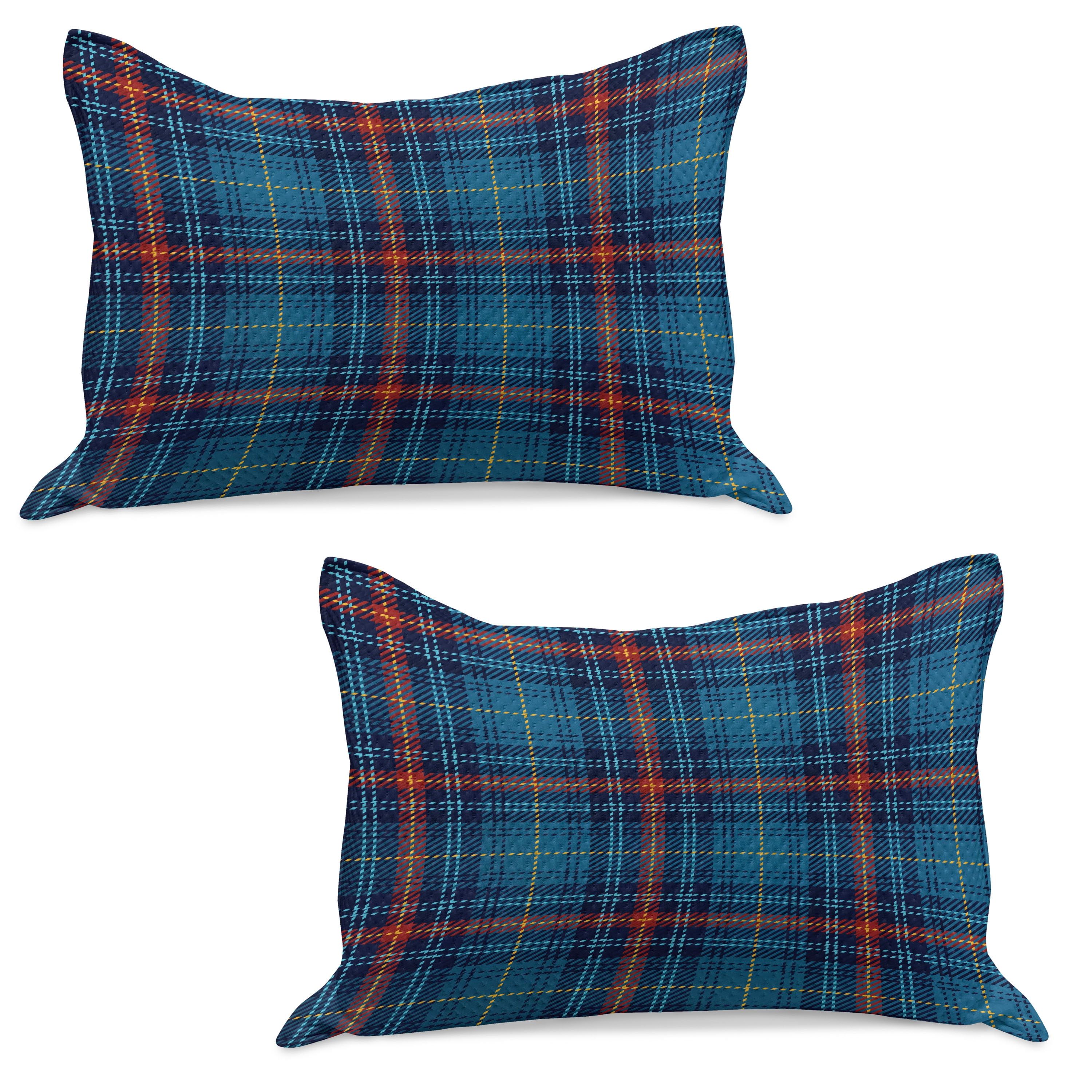Checkered Knitted Quilt Pillowcover Set of 2, Cultural Pattern with ...