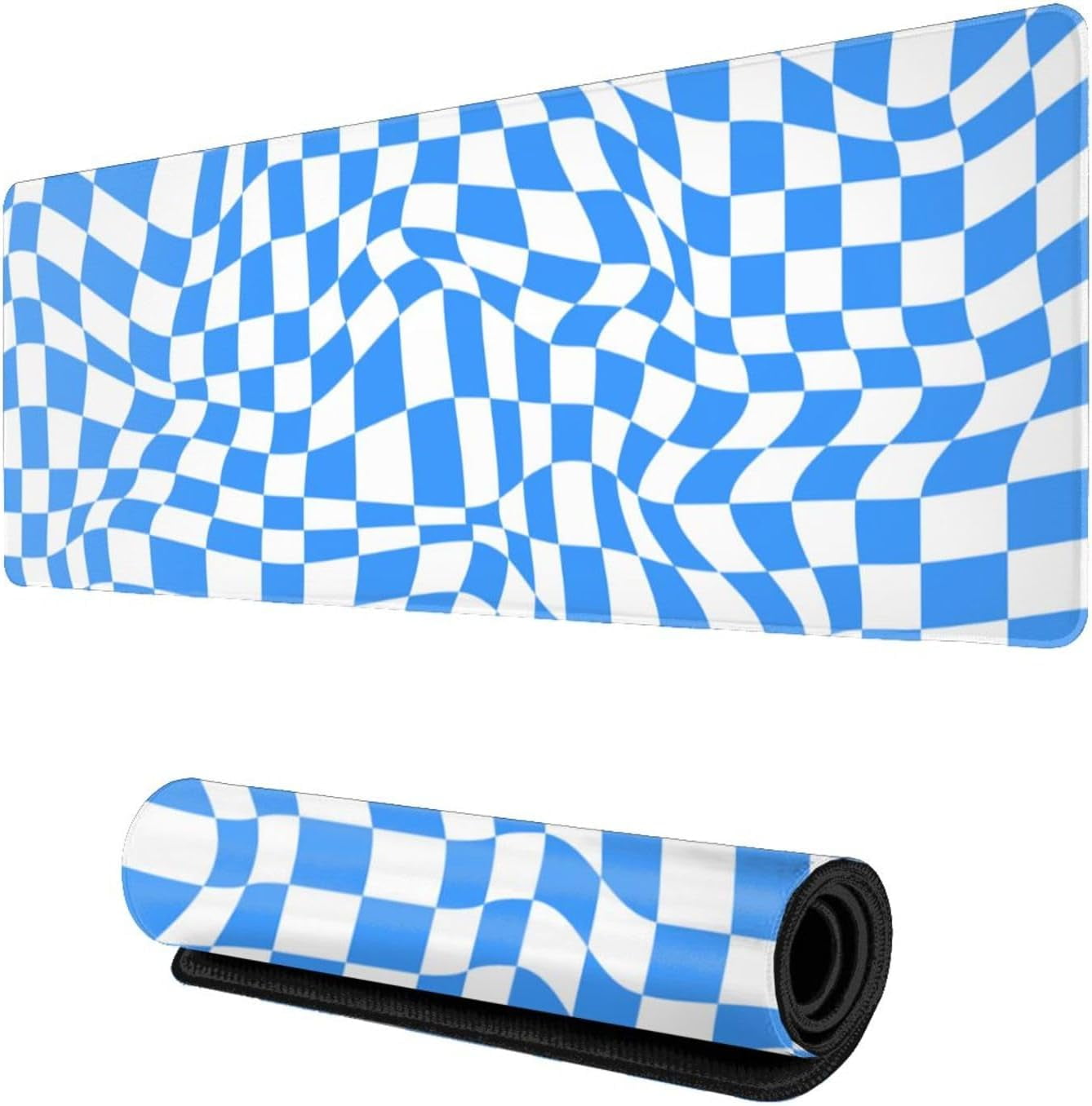 Checkered Light Blue Cute Mouse Pad Gaming XL Large Mousepad Desk Mat ...