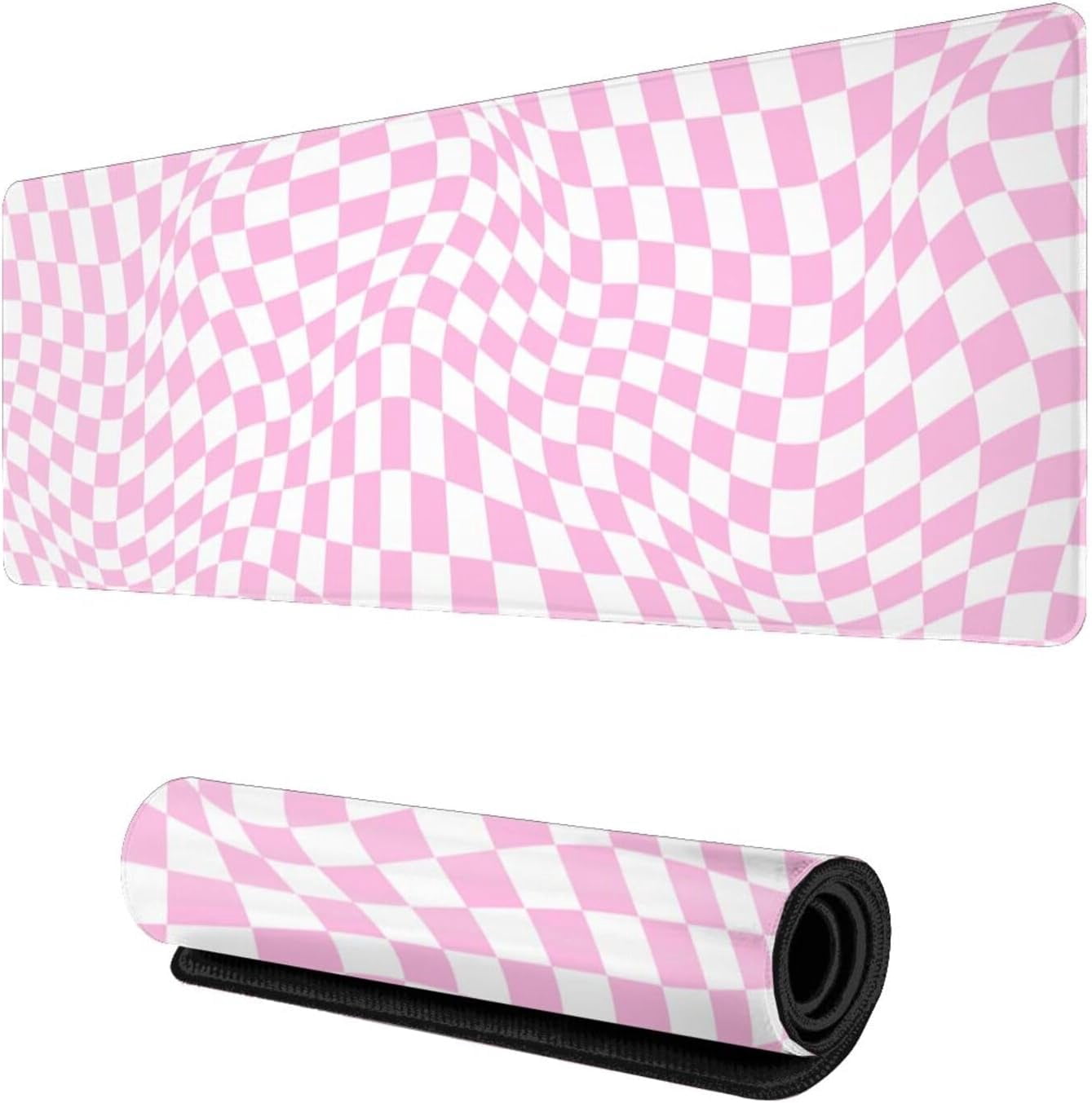 Checkered Light Pink Girly Mouse Pad Gaming XL Large Mousepad Desk Mat ...