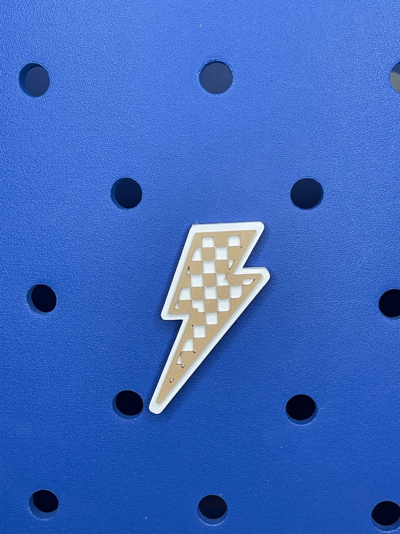 Checkered Lightning Bolt Bogg Bag Charm | Bogg Bag Accessories | Bogg ...