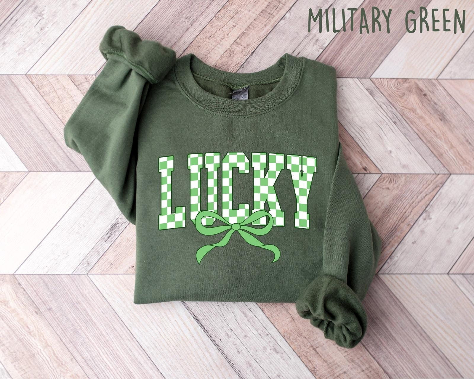 Checkered Lucky Sweatshirt, St Patricks Day Sweatshirt, Saint Patrick's ...