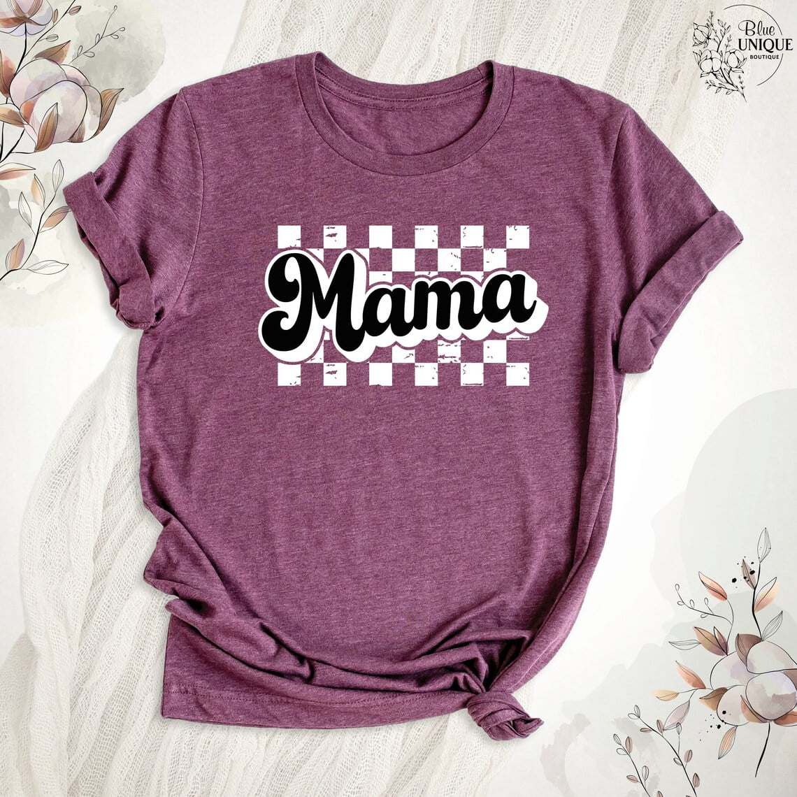 Checkered Mama Black White Shirt T-Shirt, Retro Mama Shirt, Checkered ...