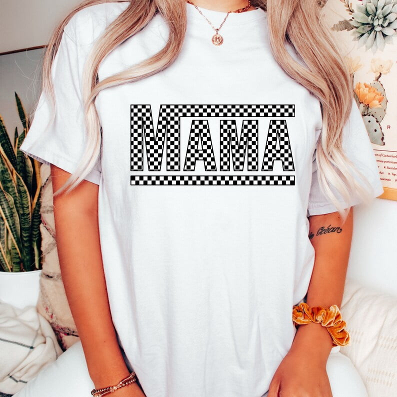 Checkered Mama Tee, Mothers Day, Retro Mama - Walmart.com
