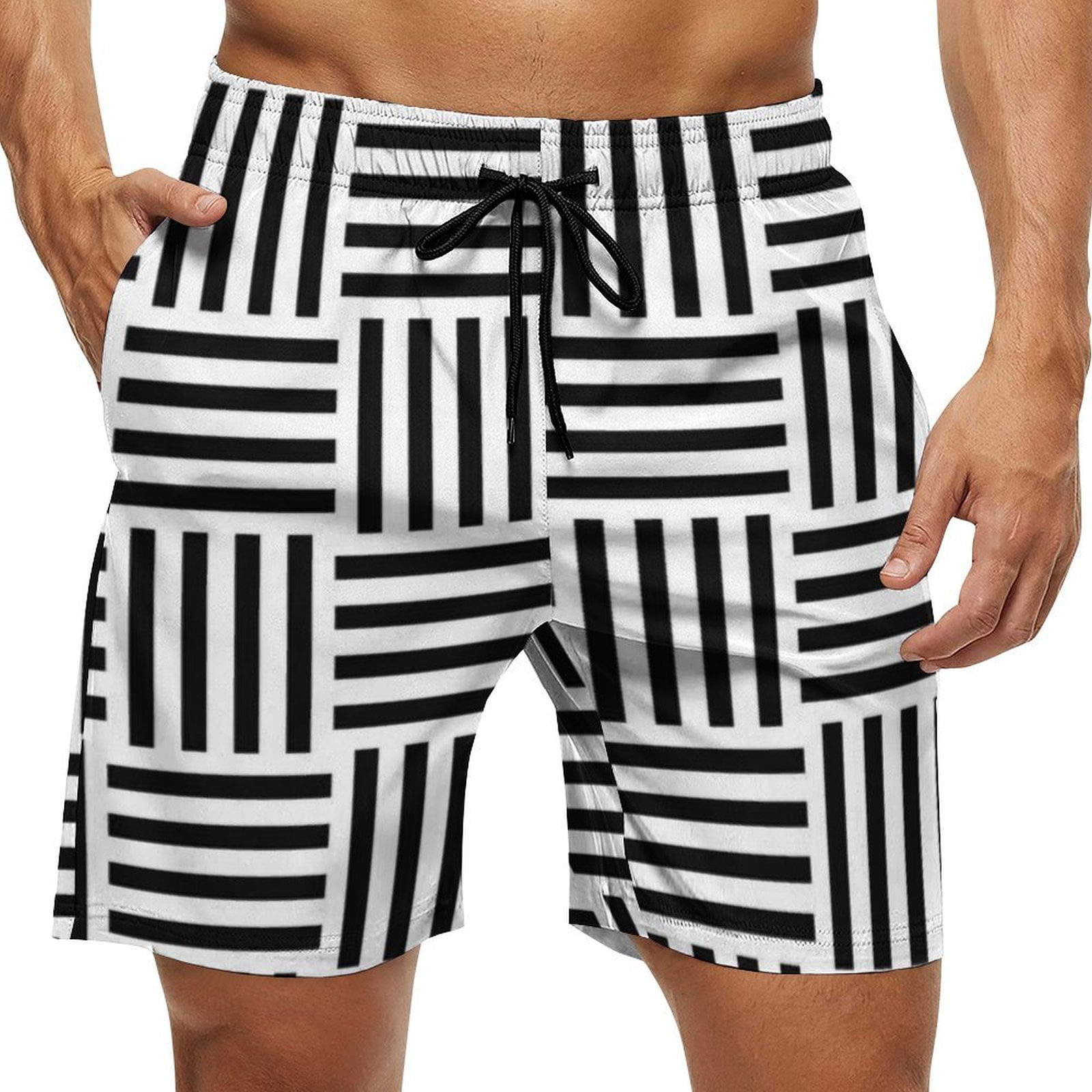 Checkered Men's Quick Dry Swim Shorts with Mesh Lining Loose - Fit ...