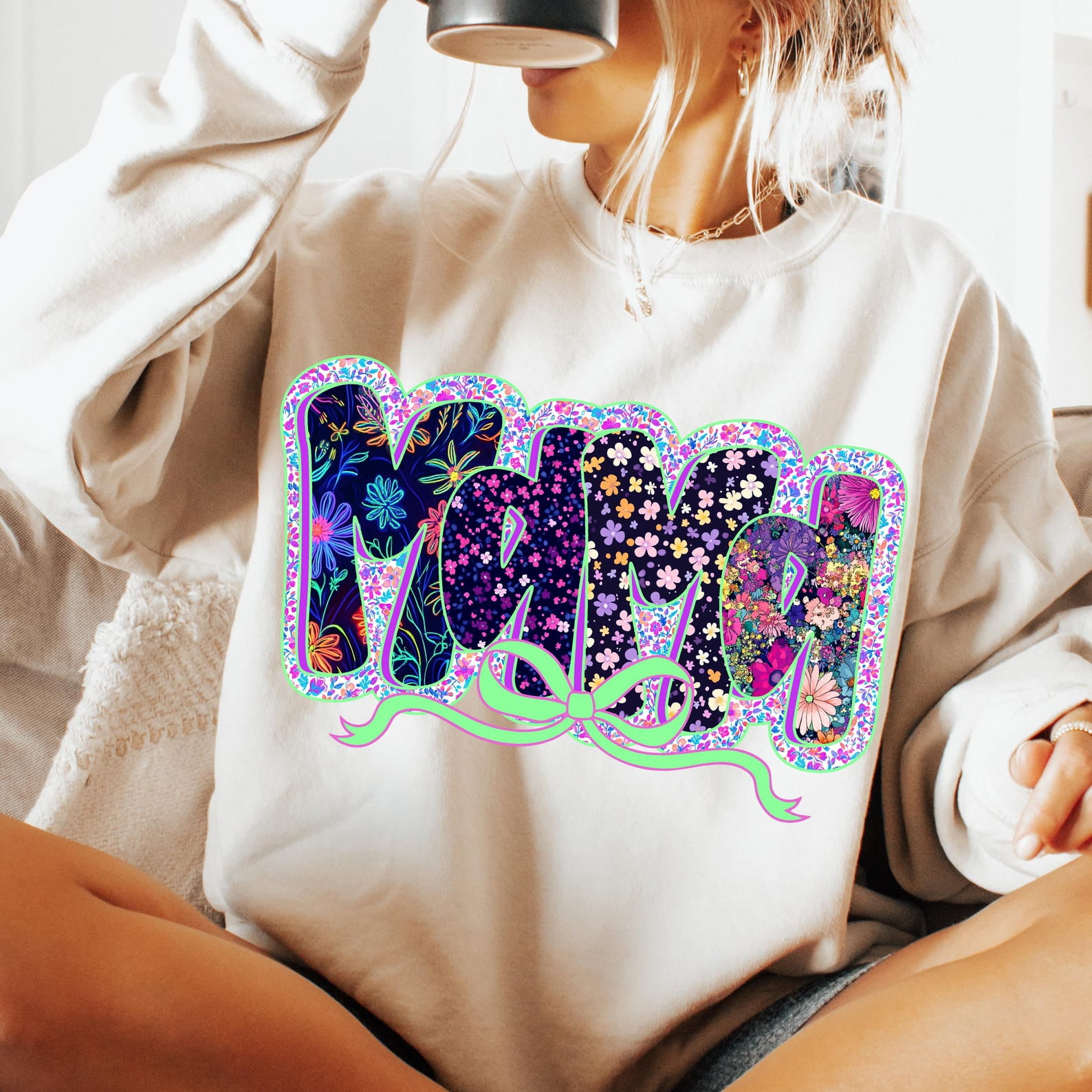 Checkered Neon Sunkissed Sweatshirt, Bright Summer Vacation Shirt ...