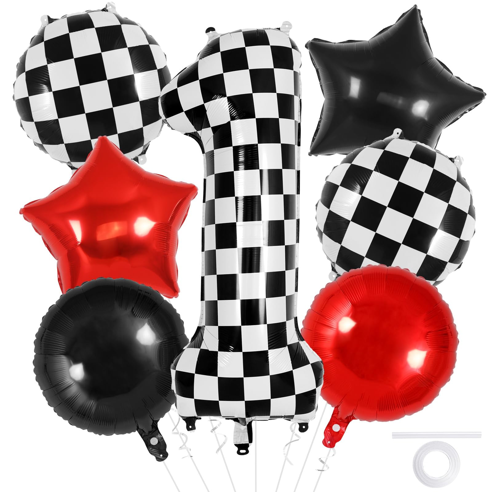 Checkered Number 1 Balloon, YPF5 40 Inch Large Foil Race Car Number ...