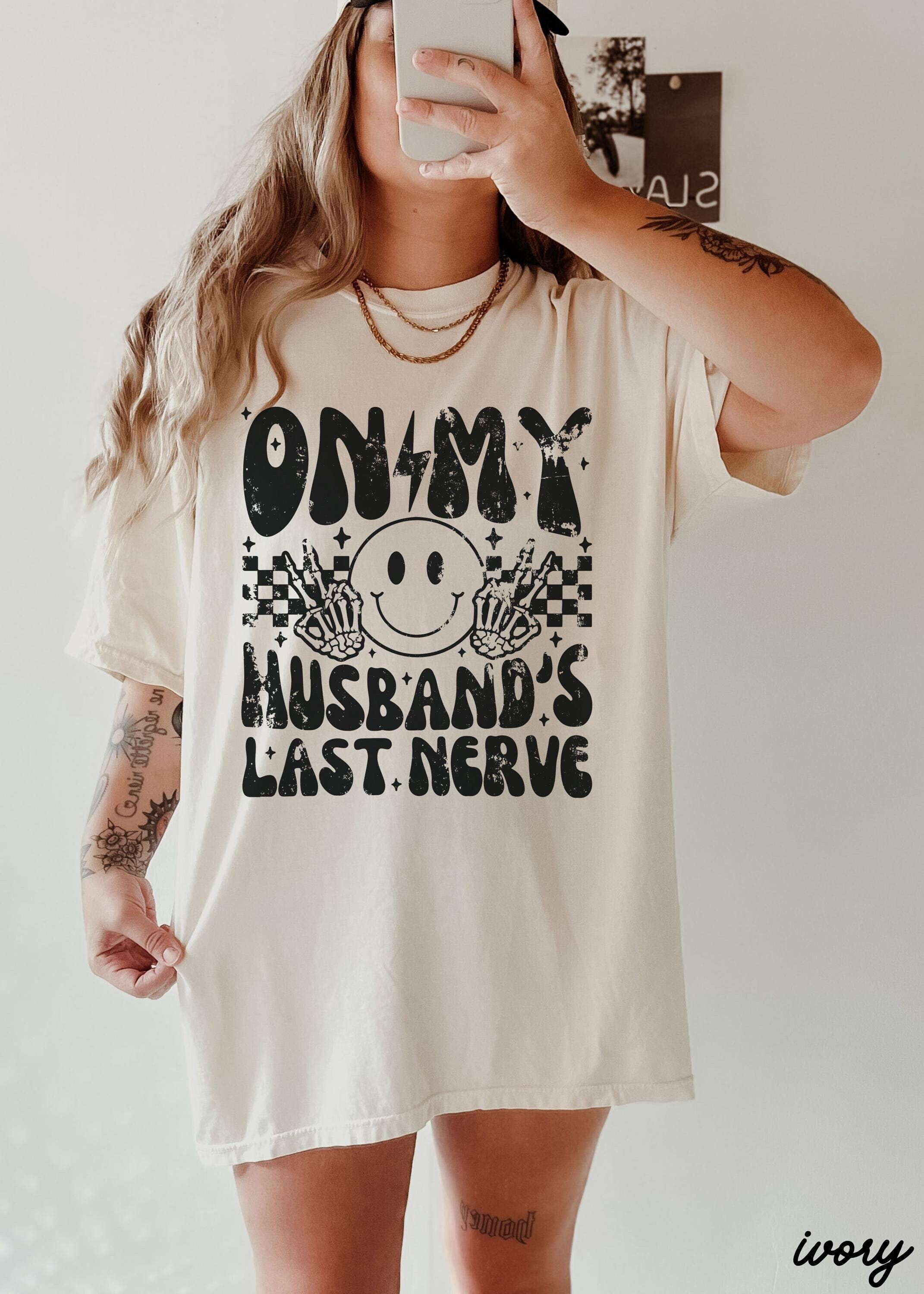 Checkered On My Husbands Last Nerve Shirt, Funny Wifelife Shirt ...